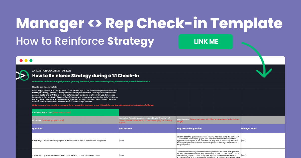 Coaching Template: How to Reinforce Sales Strategy during a 1:1 Check-in